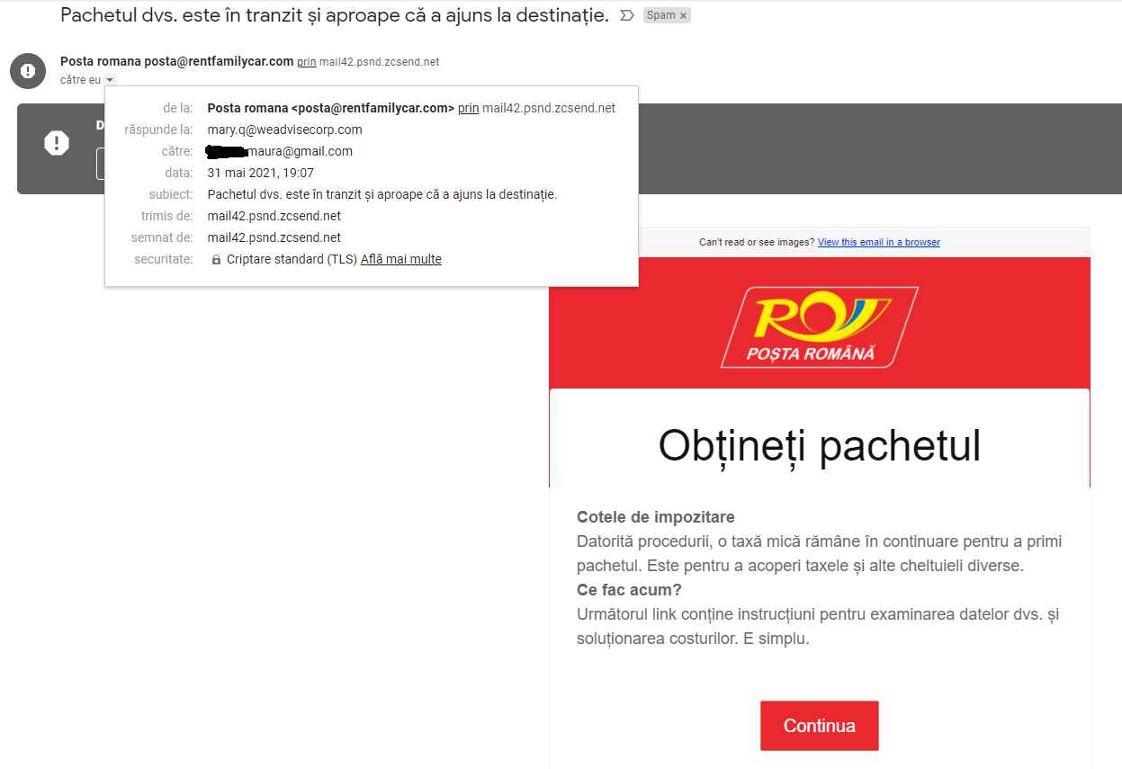 ATENȚIE! A apărut o nouă tentativă de fraudă: E-mail fals de la Poșta ...